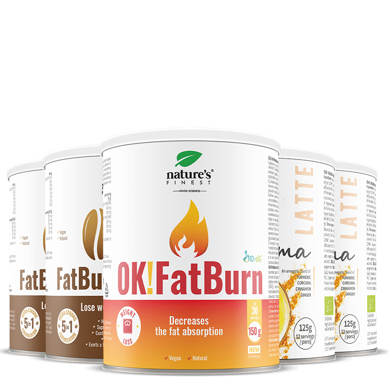 2x Golden Curcuma latte + 2x OK!FatBurn Coffee + OK!FatBurn – Naturesfinest